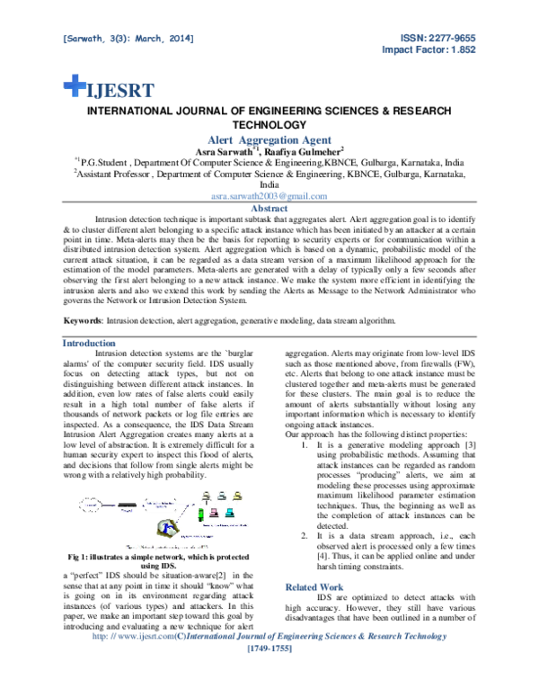 Pdf Alert Aggregation Agent Ijesrt Journal