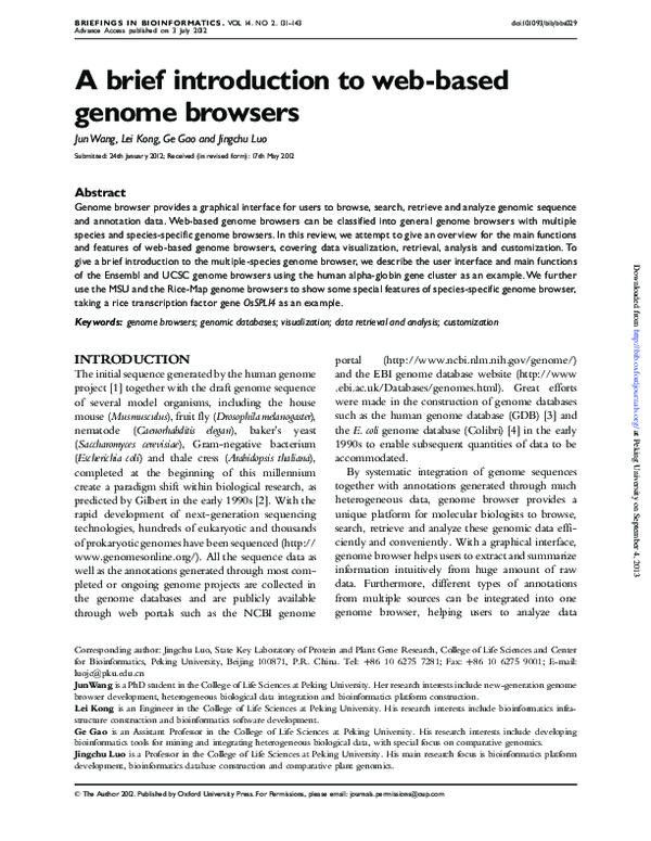 (PDF) A brief introduction to web-based genome browsers