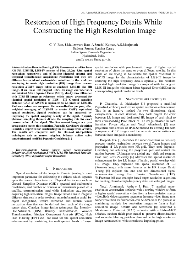 (PDF) Restoration of High Frequency Details While Constructing the High ...