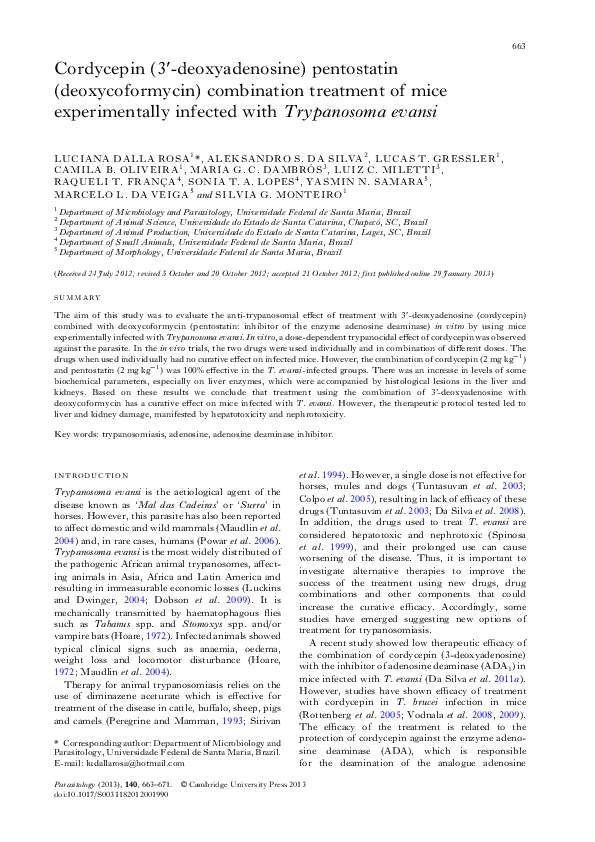 (PDF) Cordycepin (3′-deoxyadenosine) pentostatin (deoxycoformycin ...