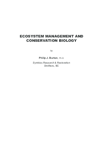 (PDF) Ecosystem management and conservation biology