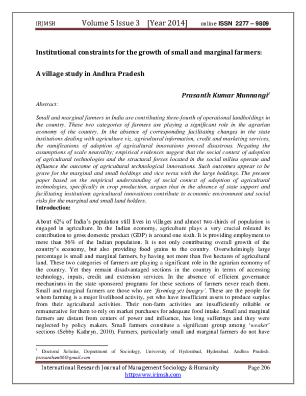 (PDF) Institutional constraints for the growth of small and marginal ...