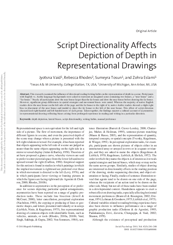 (PDF) Script Directionality Affects Depiction of Depth in Representational Drawings
