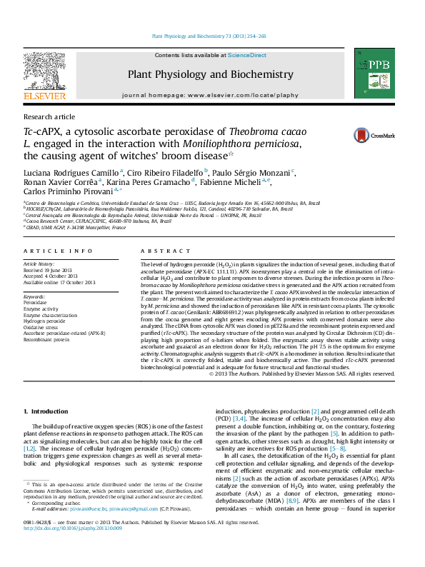 (PDF) Peroxidase Enzyme activity Enzyme characterization Hydrogen ...
