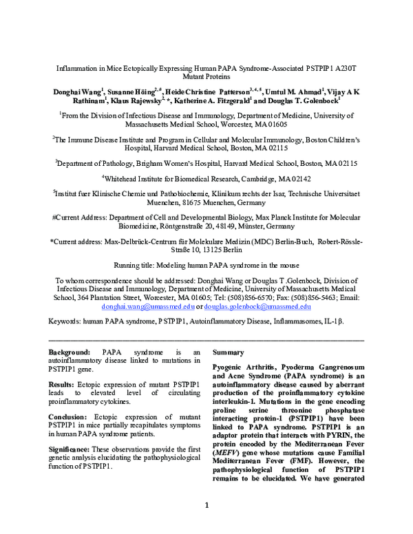 (PDF) Inflammation in Mice Ectopically Expressing Human PAPA Syndrome ...