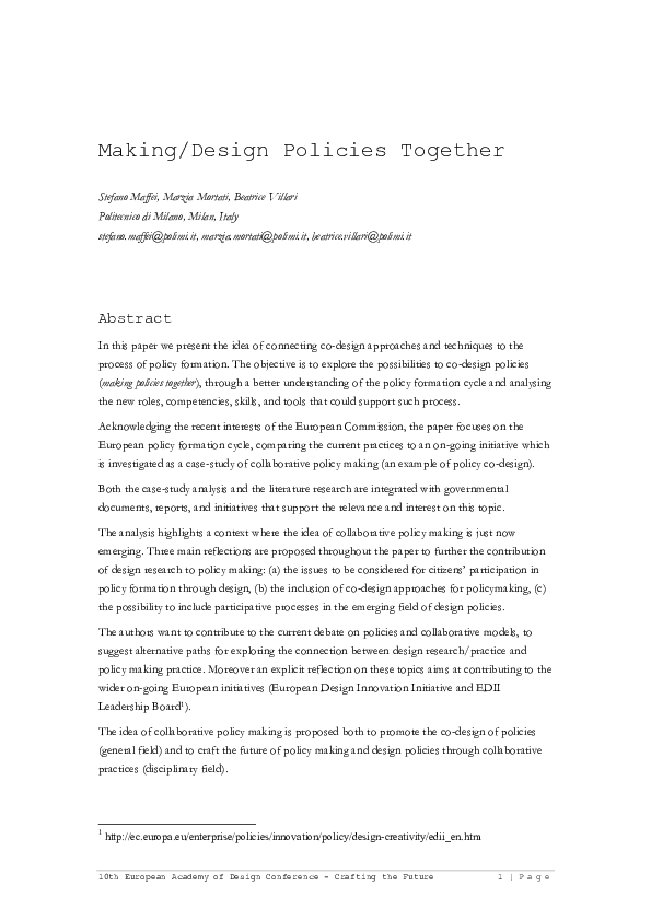 Making/Design Policies Together