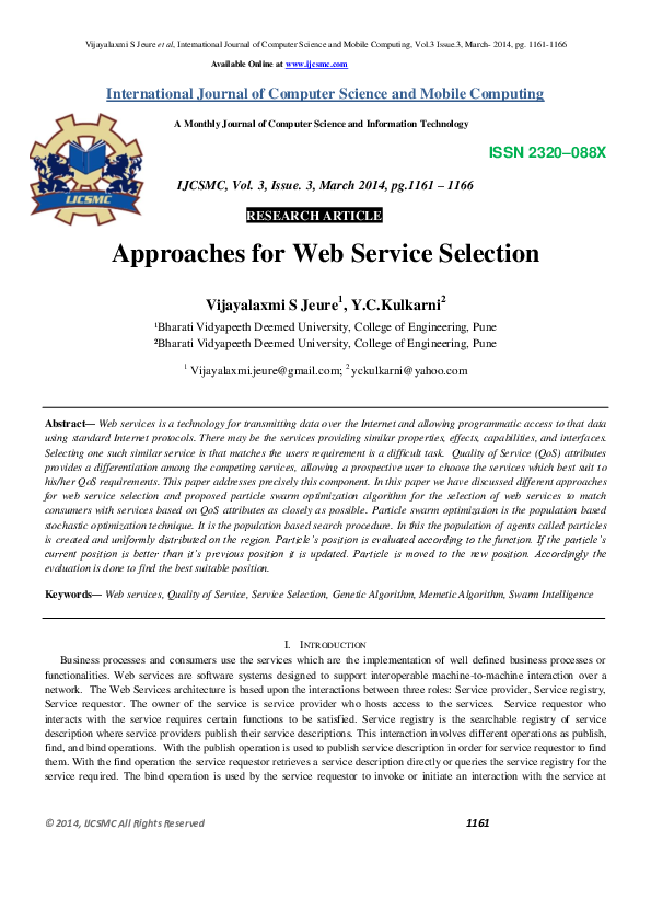 (PDF) Approaches for Web Service Selection