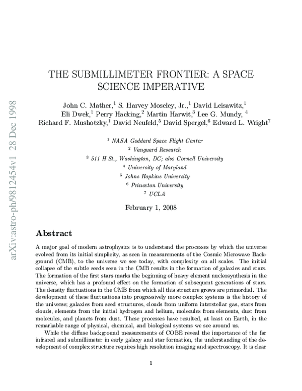 (PDF) The Submillimeter Frontier: A Space Science Imperative