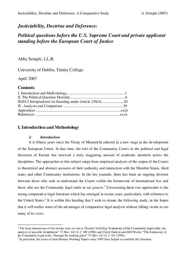 (PDF) Justiciability, Doctrine and Deference: Political questions ...