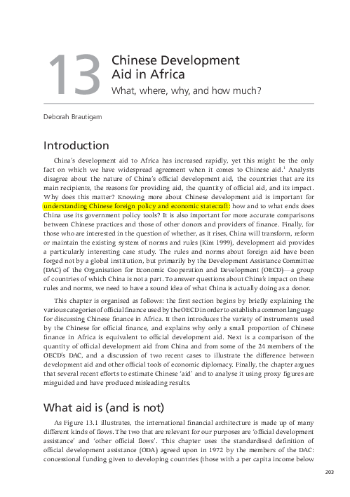 (PDF) Chinese Development Aid in Africa What, where, why, and how much