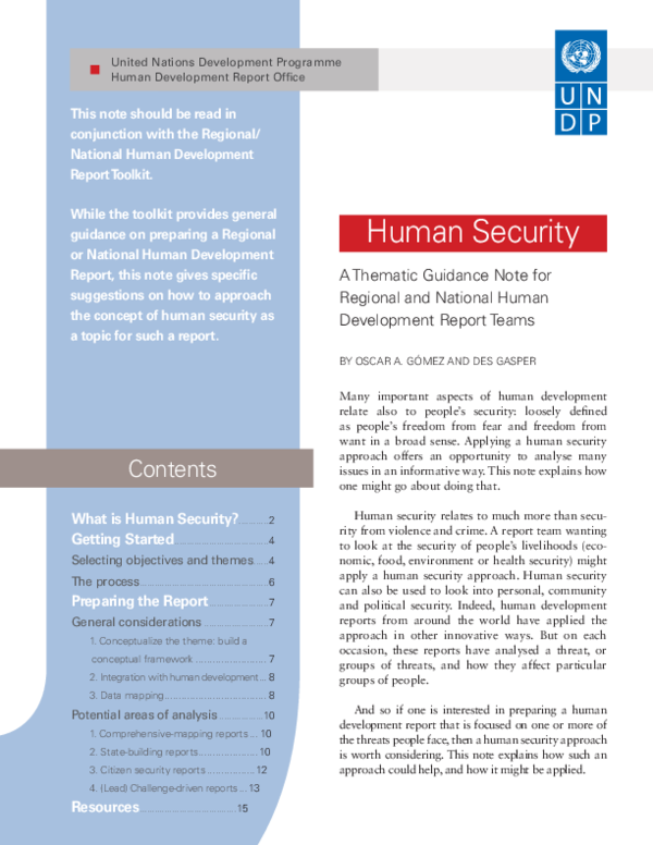 (PDF) Human Security: A Thematic Guidance Note for Regional and ...