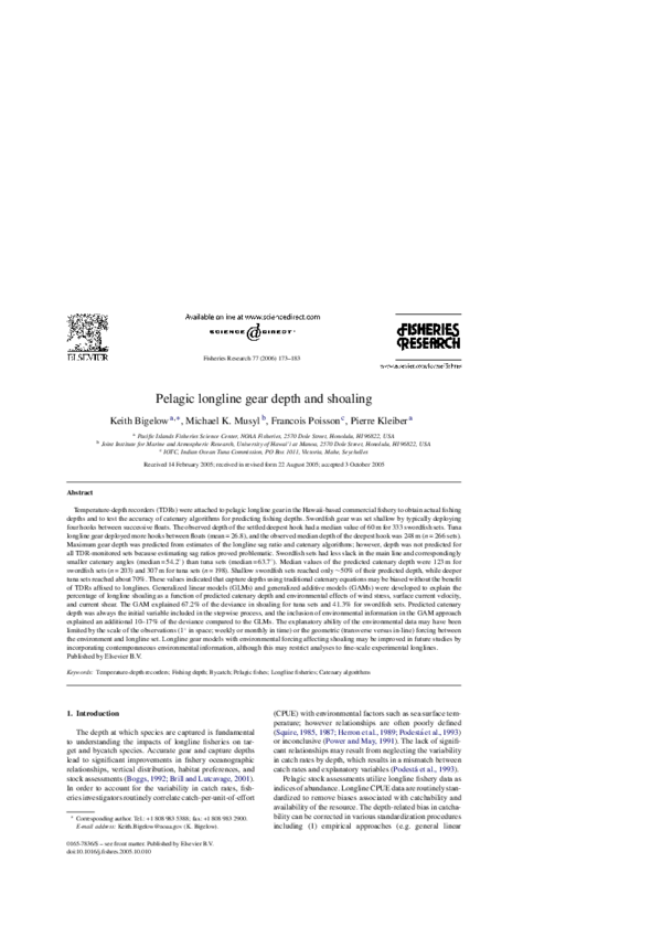 (PDF) Pelagic longline gear depth and shoaling