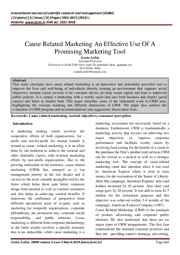 (PDF) cause related marketing