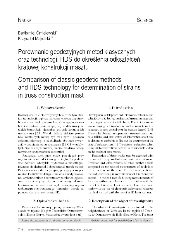 (PDF) Comparison of classic geodetic methods and HDS technology for ...