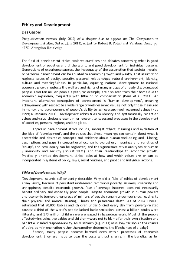 (PDF) Ethics and Development