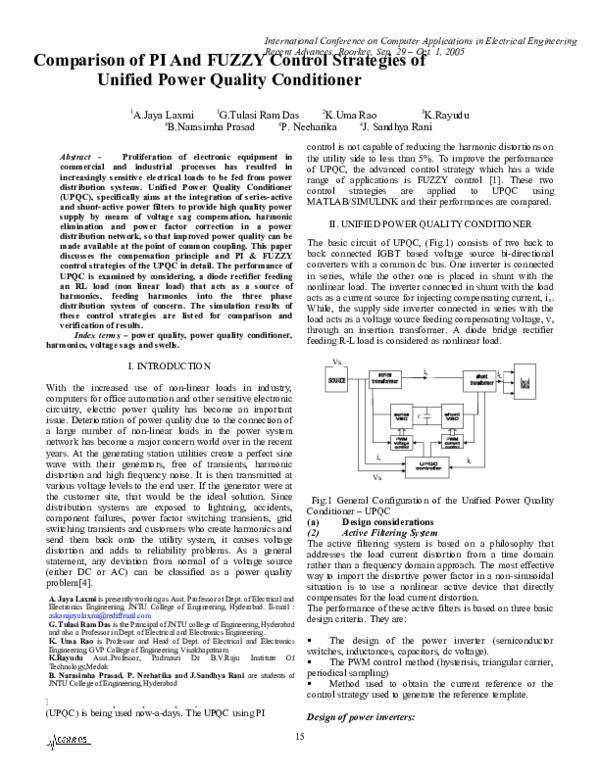 Doc Comparison Of Pi And Fuzzy Control Strategies Of Unified Power Quality Conditioner 2187