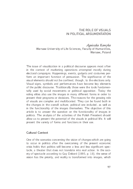 (PDF) The Role of Visuals in Political Argumentation