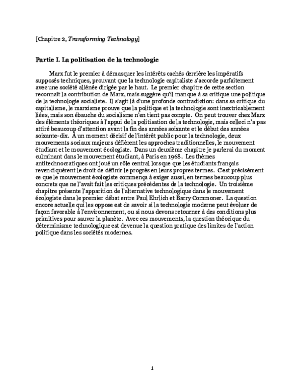 (PDF) Technologie Et Transition (French)