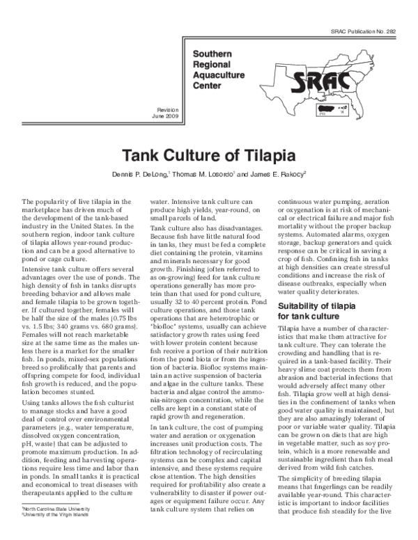 (PDF) Tank Culture of Tilapia