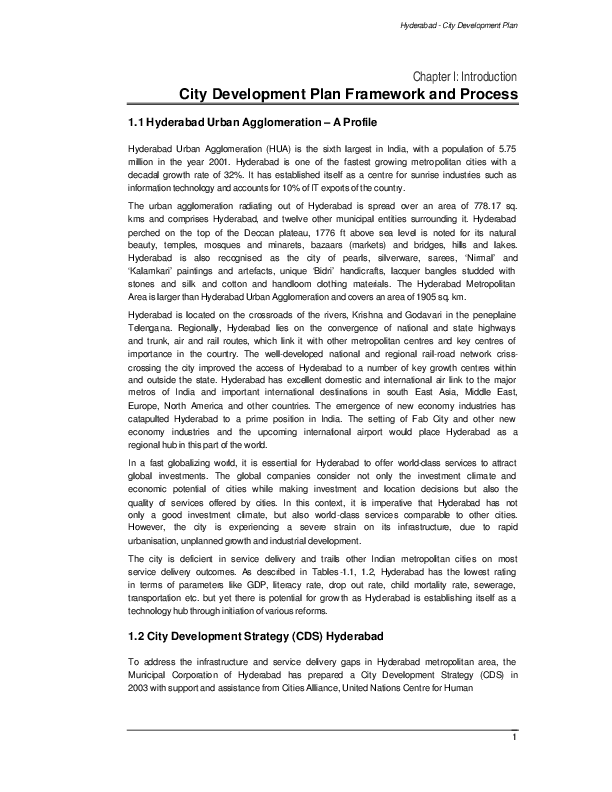 (PDF) Hyderabad -City Development Plan Chapter I: Introduction City ...