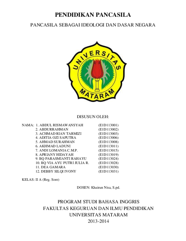 (DOC) Pancasila sbg Ideologi & Dasar negara (DOC) Pancasila sbg Ideologi & Dasar negara
