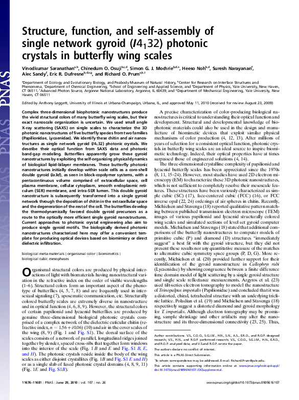 (PDF) Structure, function, and self-assembly of single network gyroid (I4132) photonic crystals ...