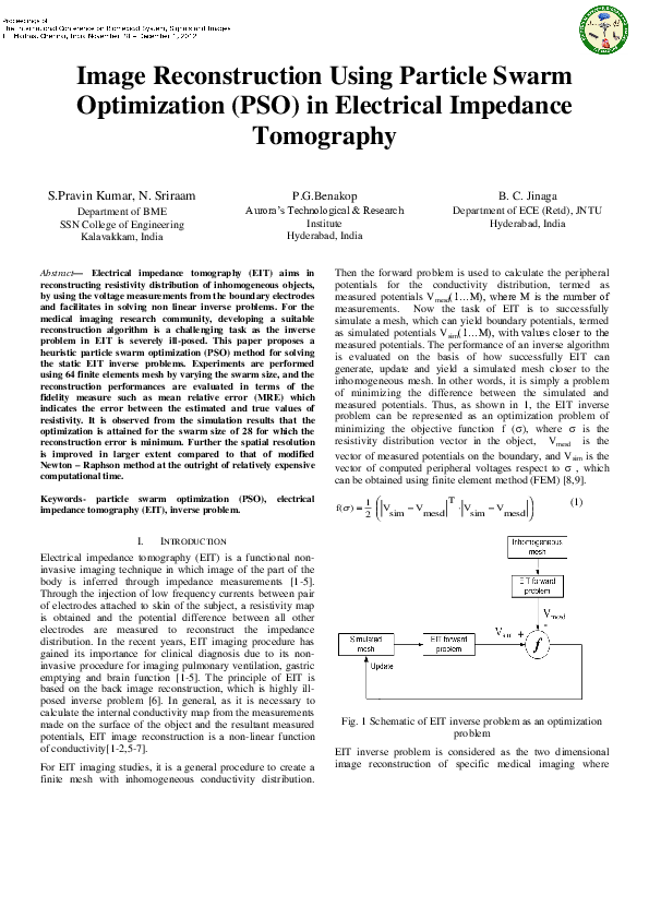 (PDF) Image Reconstruction Using Particle Swarm Optimization (PSO) in Electrical Impedance ...