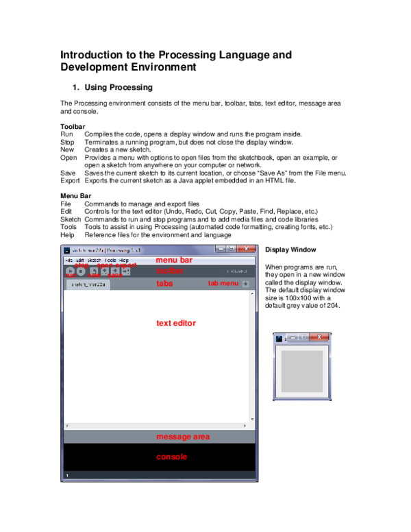 (PDF) Introduction to the Processing Language and Development Environment