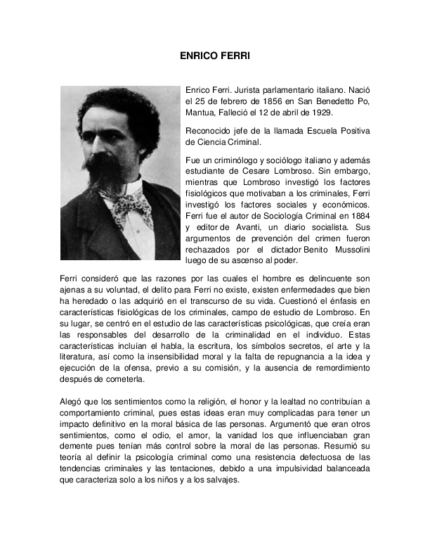 (DOC) Enrico Ferri trabajo de criminologia