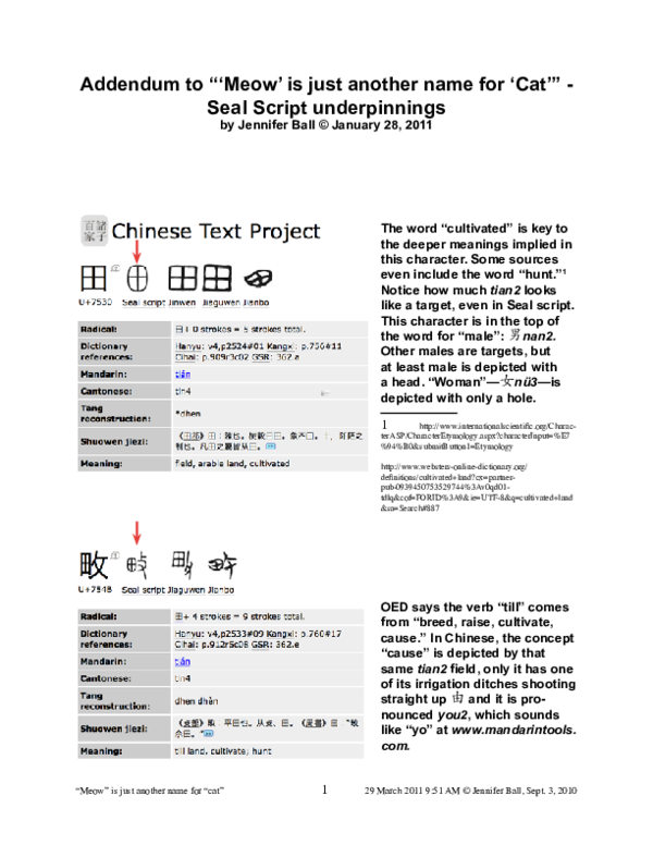 (PDF) Seal Script addendum to "'Meow' is just another name for 'Cat'"