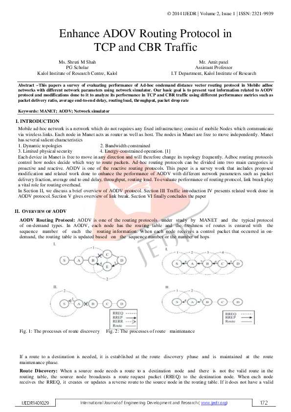 (PDF) Enhance ADOV Routing Protocol in TCP and CBR Traffic