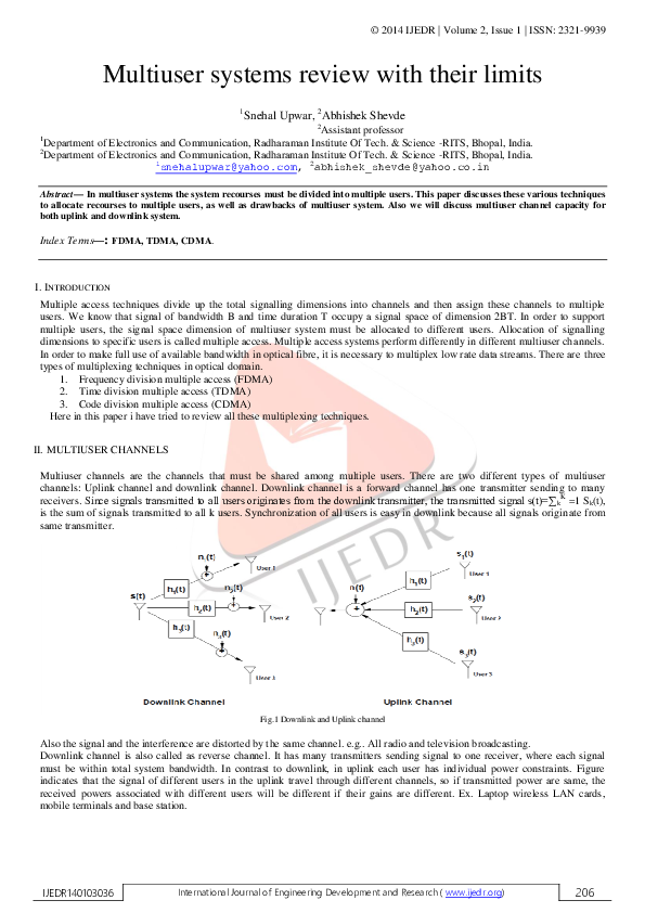 (PDF) Multiuser systems review with their limits