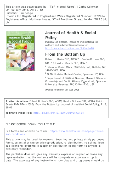 (PDF) Keefe RH, Lane SD, and Swarts H. 2006. “From the Bottom Up ...