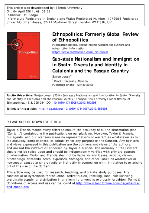 (PDF) S. Jeram (2014), Sub-state Nationalism and Immigration in Spain ...