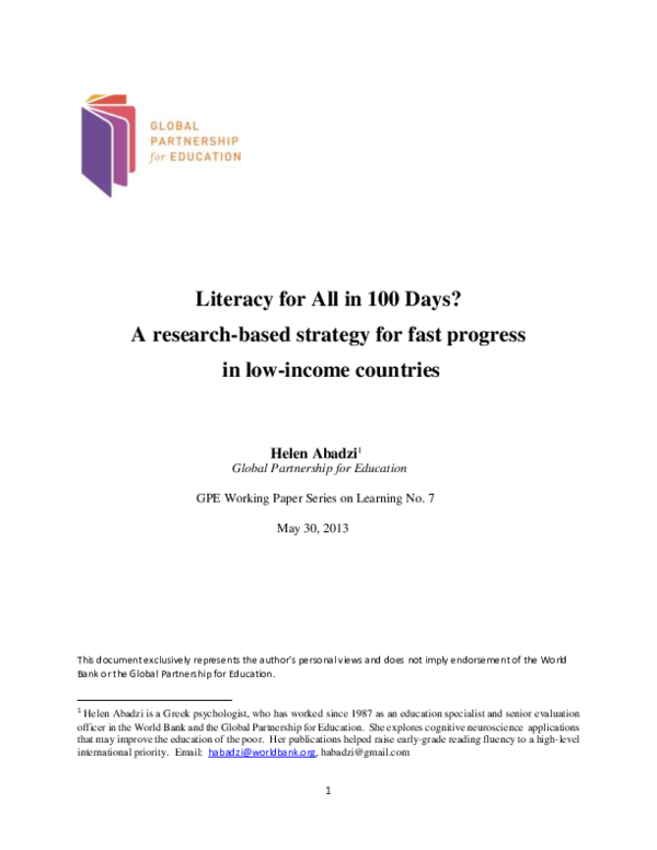 (PDF) Literacy for All in 100 Days? A research-based strategy for fast ...