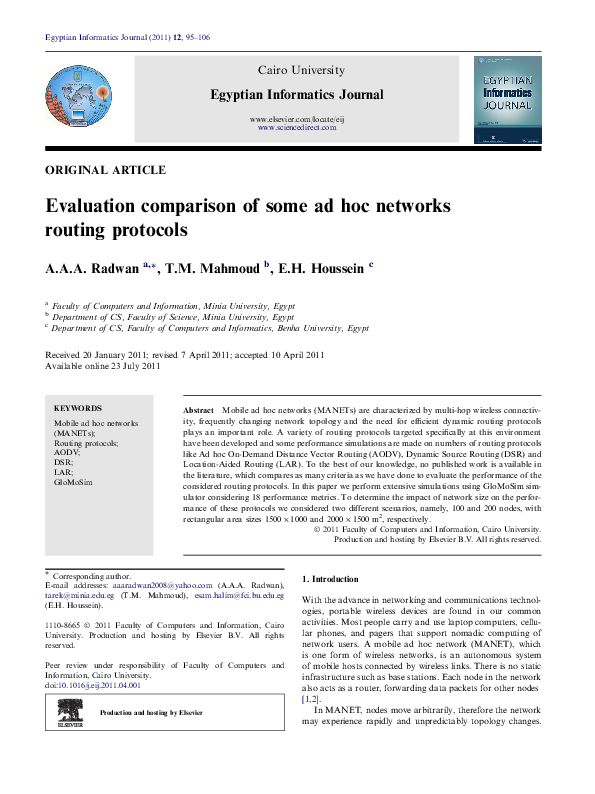 Pdf Comparative Evaluation Of Manet Routing Protocols