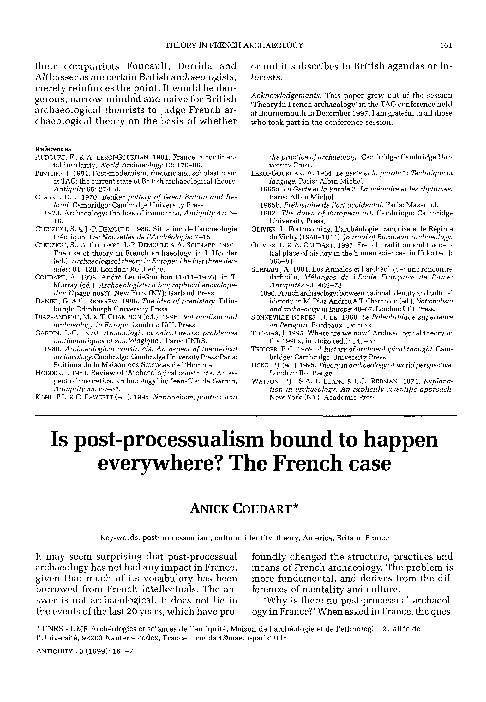 (PDF) Is post-processualism bound to happen everywhere? The French case