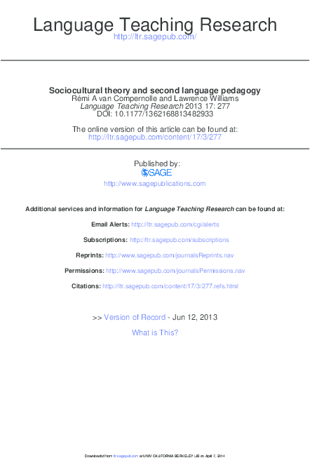 (PDF) Language Teaching Research: 277 Language Teaching Research ...