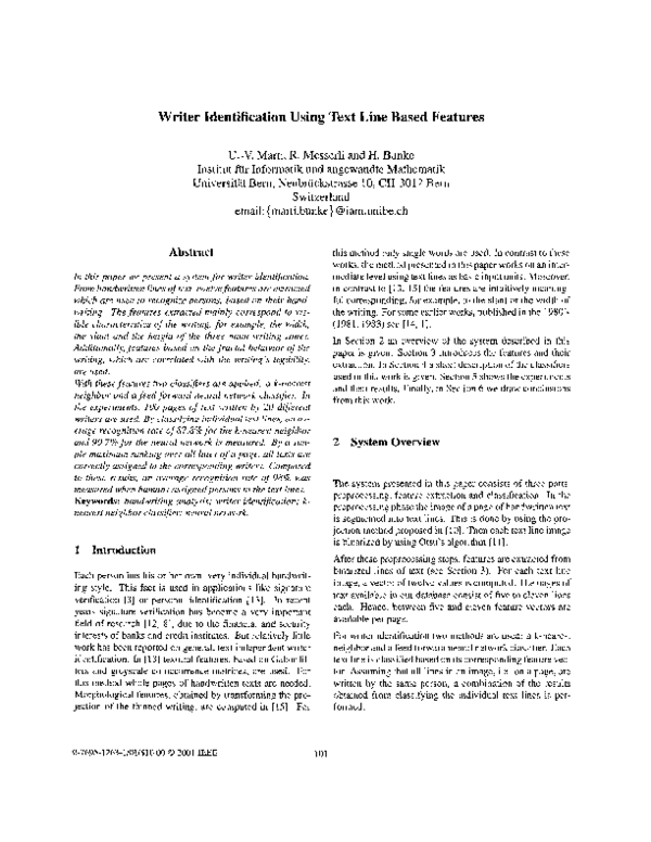 Pdf Writer Identification Using Text Line Based Features