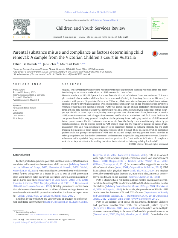 (PDF) Parental substance misuse and compliance as factors determining ...