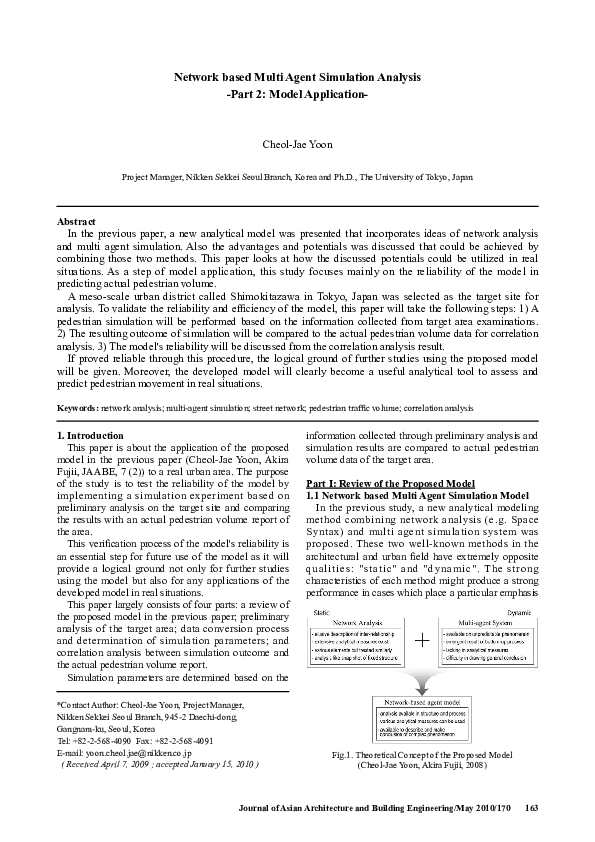 Pdf Network Based Multi Agent Simulation Analysis Part 2 Model Application