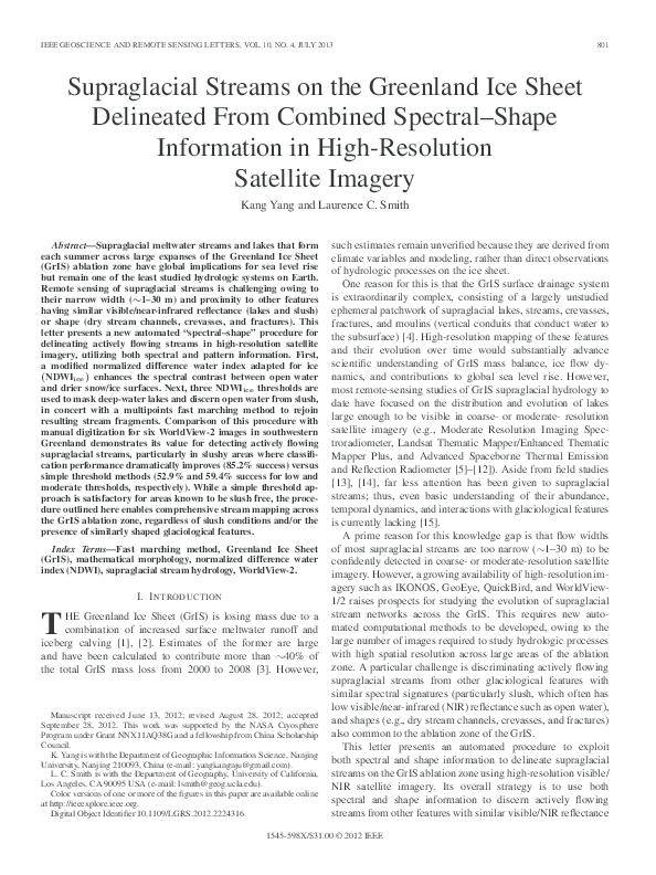 (PDF) Supraglacial Streams on the Greenland Ice Sheet Delineated From ...