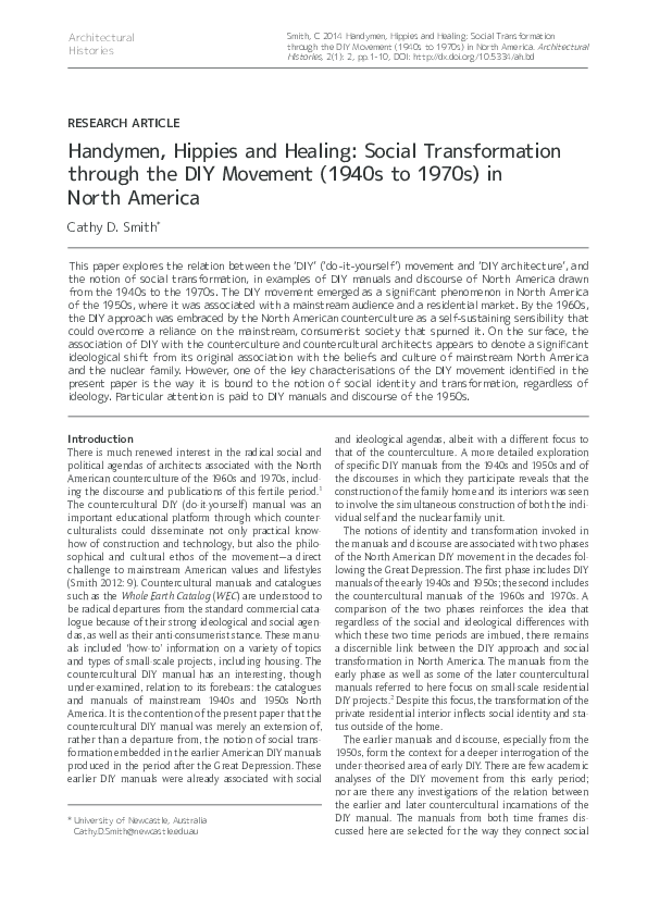 (PDF) Handymen, Hippies and Healing: Social Transformation through the ...