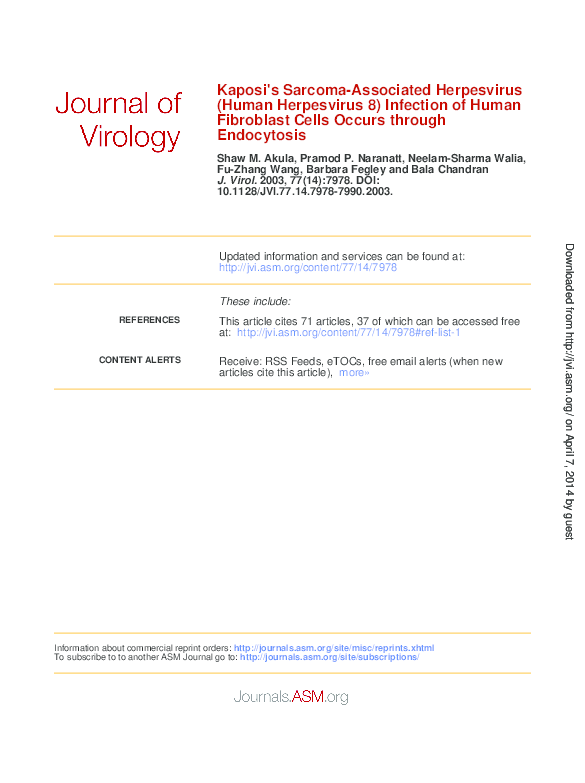 (PDF) Kaposi's Sarcoma-Associated Herpesvirus (Human Herpesvirus 8) Infection of Human ...
