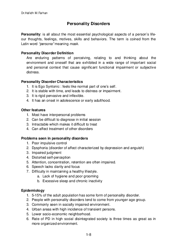 (PDF) Personality Disorders