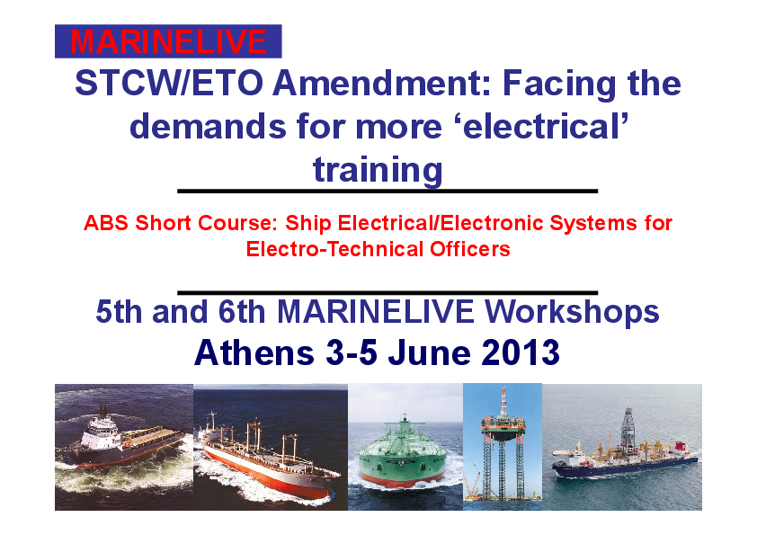 (PDF) STCW/ETO Amendment: Facing the demands for more ‘electrical’ training
