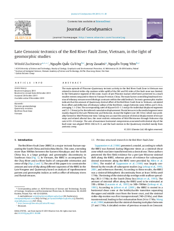 (PDF) Late Cenozoic tectonics of the Red River Fault Zone, Vietnam, in ...