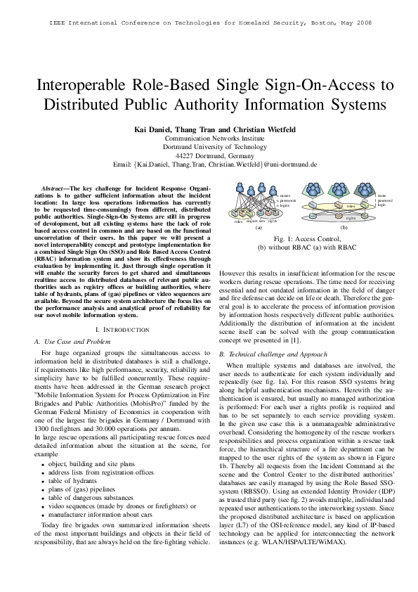 (PDF) Interoperable Role-Based Single Sign-On-Access to Distributed ...