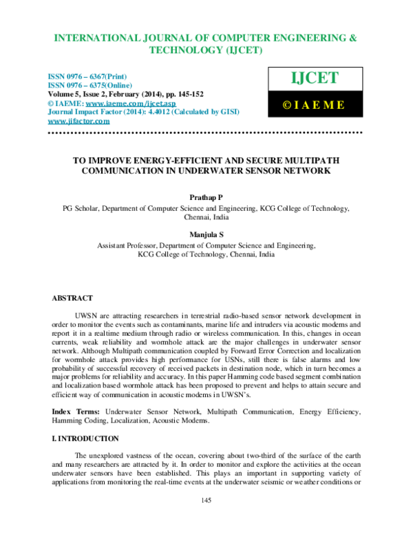 Pdf To Improve Energy Efficient And Secure Multipath Communication In