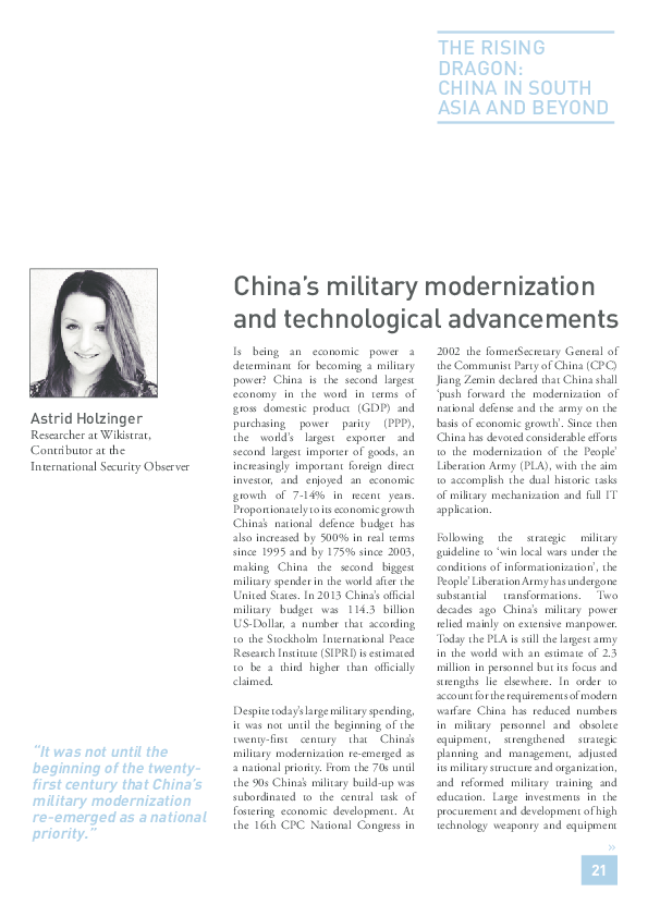 (PDF) China's Military Modernization and Technological Advancements